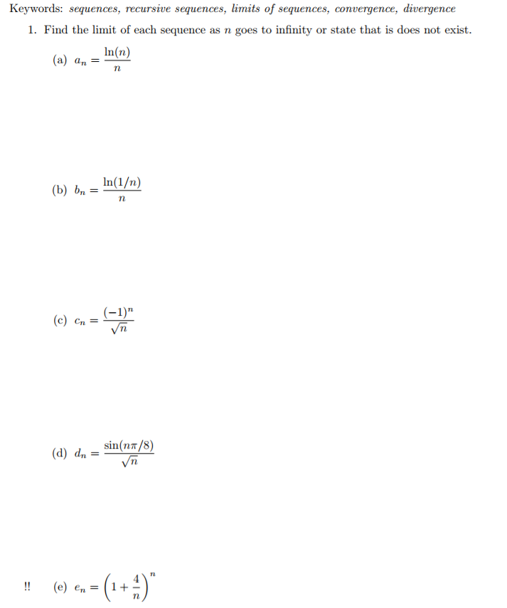 Solved Keywords: sequences, recursive sequences, limits of | Chegg.com