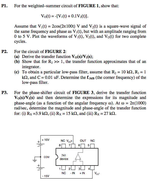 Solved P1. For the weighted-summer circuit of FIGURE 1, show | Chegg.com