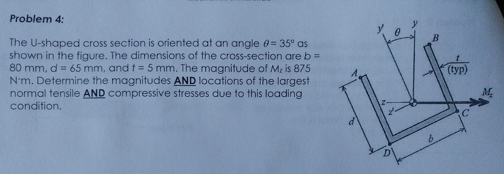 Solved Problem 4: (typ) The U-shaped cross section is | Chegg.com