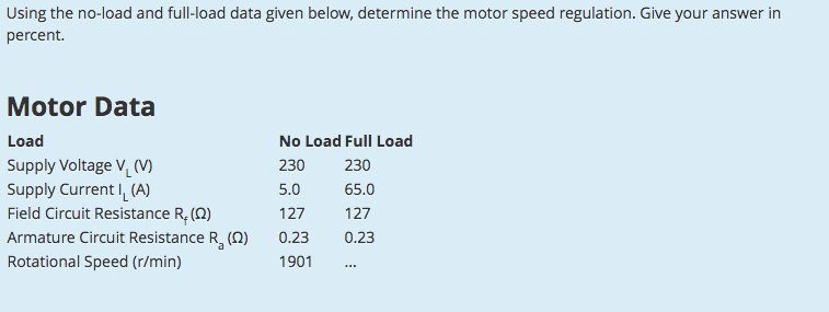 Solved Using the no-load and full-load data given below, | Chegg.com