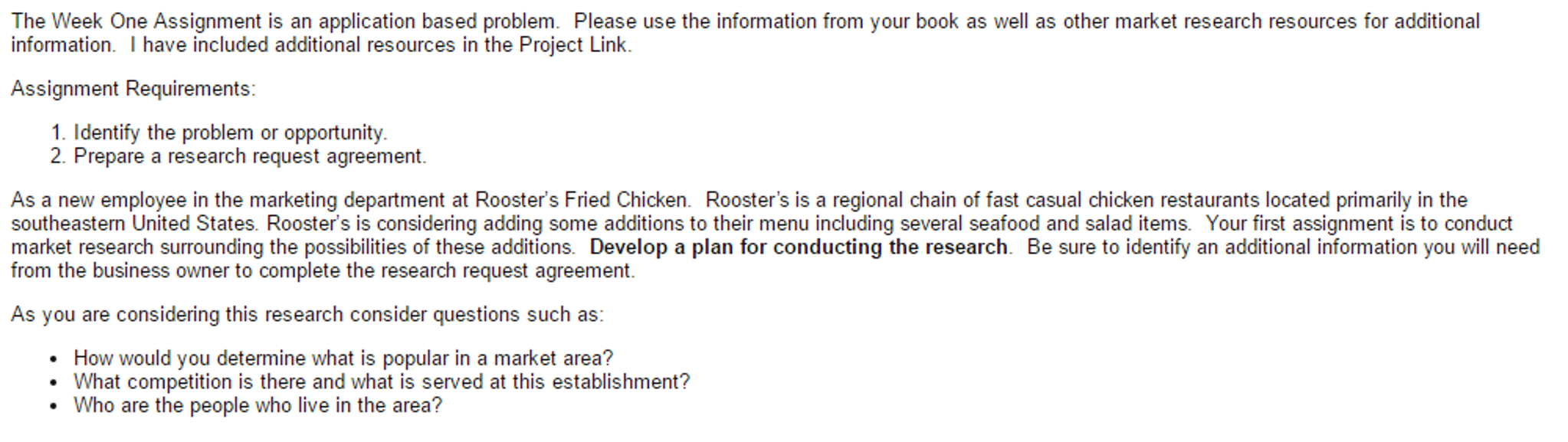 Solved The Week One Assignment is an application based | Chegg.com
