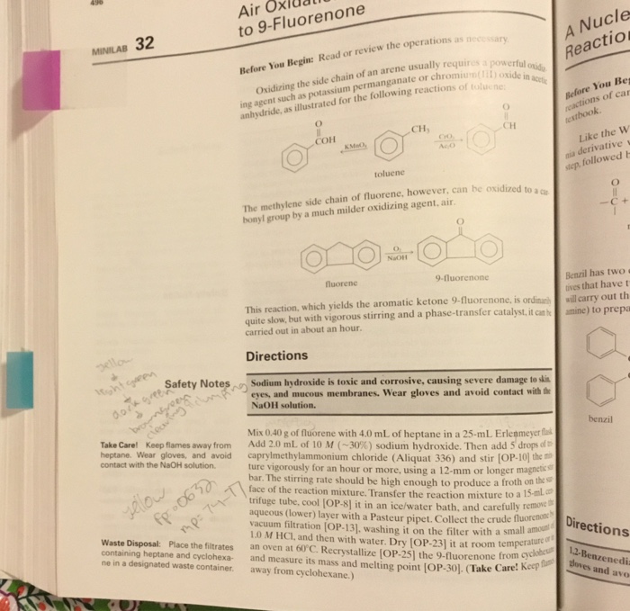 Solved Air Oxidation of Fluorene to 9-Fluorenone | Chegg.com