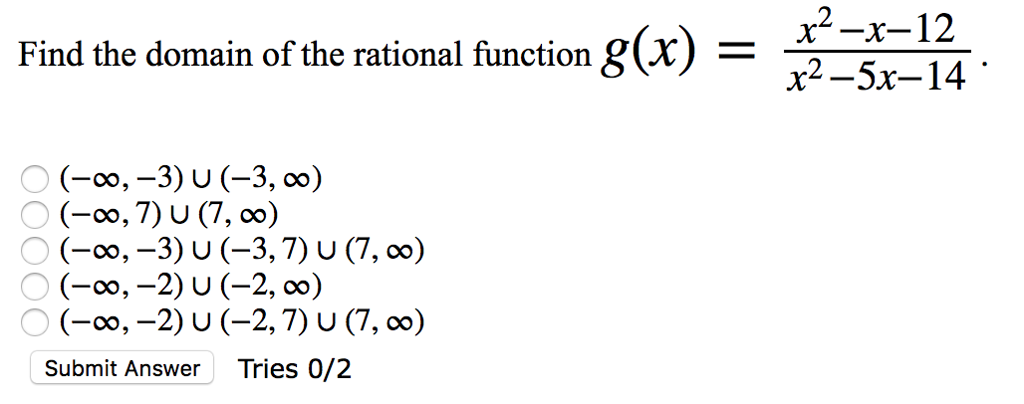 Solved Find the domain of the rational function g (X | Chegg.com