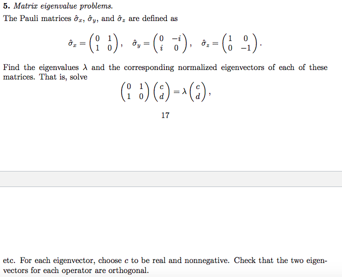Solved The Pauli matrices sigma^_x, sigma^_y, and sigma^_z | Chegg.com
