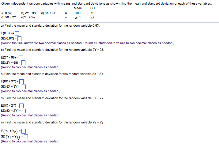 Solved Given independent random variables with means and | Chegg.com