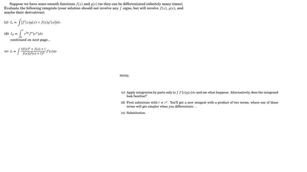 Solved Suppose we have some smooth functions f(x) and g(x) | Chegg.com