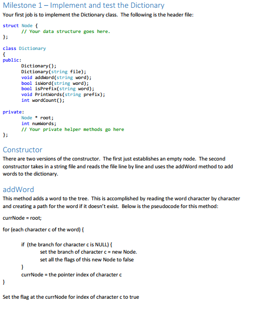 Solved Prefix Data Structure To store the words in this | Chegg.com