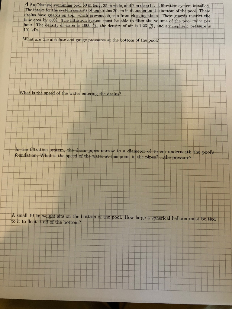 4 An Olympic swimming pool 50 m long, 25 m wide, and | Chegg.com