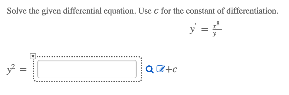 Solved Solve the given differential equation. Use c for the | Chegg.com