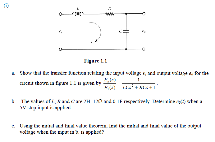 Solved eo Figure 1.1 Show that the transfer function | Chegg.com