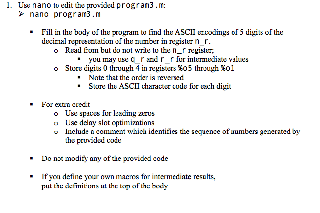Solved 1. Use nano to edit the provided program3.m: nano | Chegg.com
