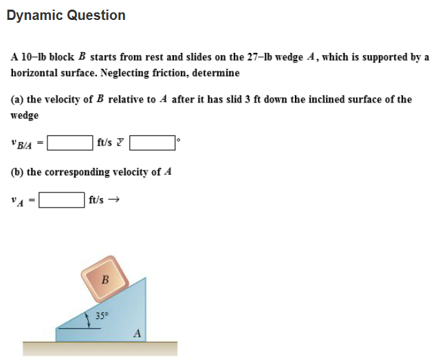 Solved Dynamic Question A 10 - Ib block B starts from rest | Chegg.com