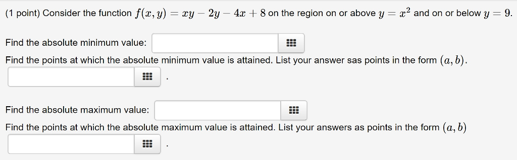 Solved Consider the function f(x, y) = xy - 2y - 4x + 8 on | Chegg.com