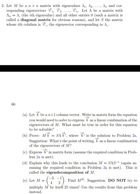 Solved Let M be a n times n matrix with eigenvalues | Chegg.com