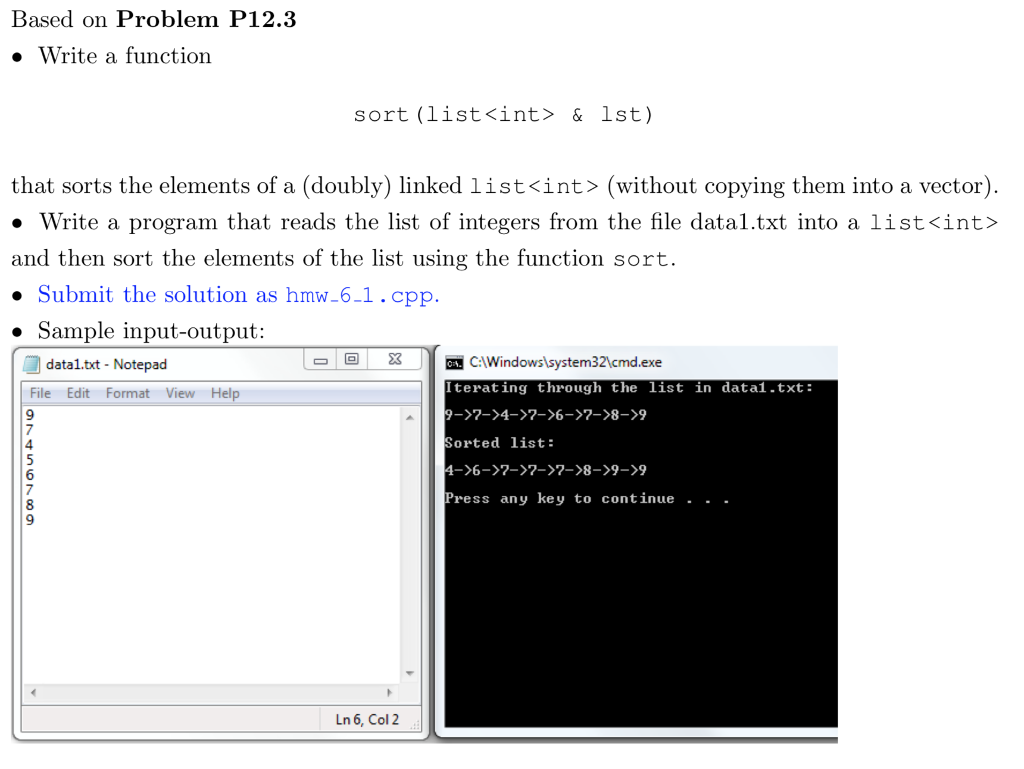 Solved Based on Problem P12.3 ·Write a function sort (list & | Chegg.com