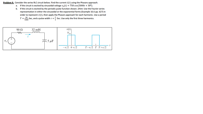 Solved Problem 9. Consider the series RLC circuit below. | Chegg.com