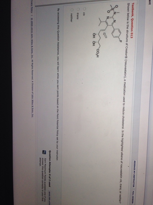 Solved Shown below is the structure of Crestor | Chegg.com