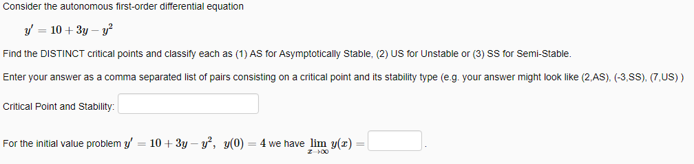 Solved Consider the autonomous first-order differential | Chegg.com