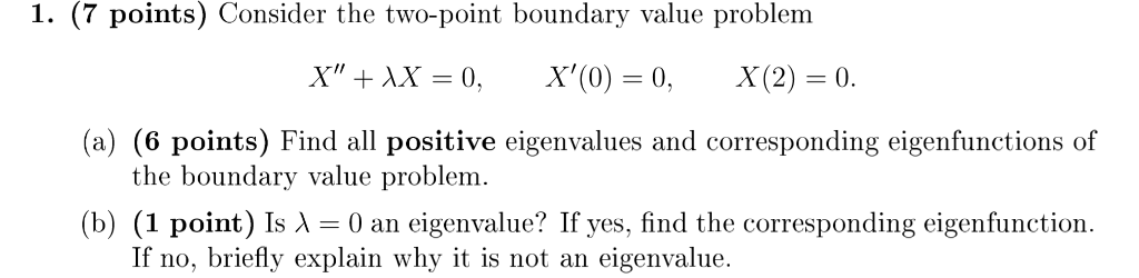 Solved 1. (7 points) Consider the two-point boundary value | Chegg.com
