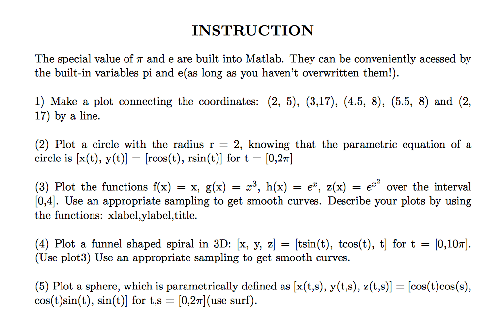 Solved The special value of pi and e are built into Matlab. | Chegg.com