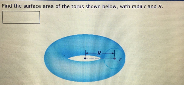 Solved Find the surface area of the torus shown below, with | Chegg.com