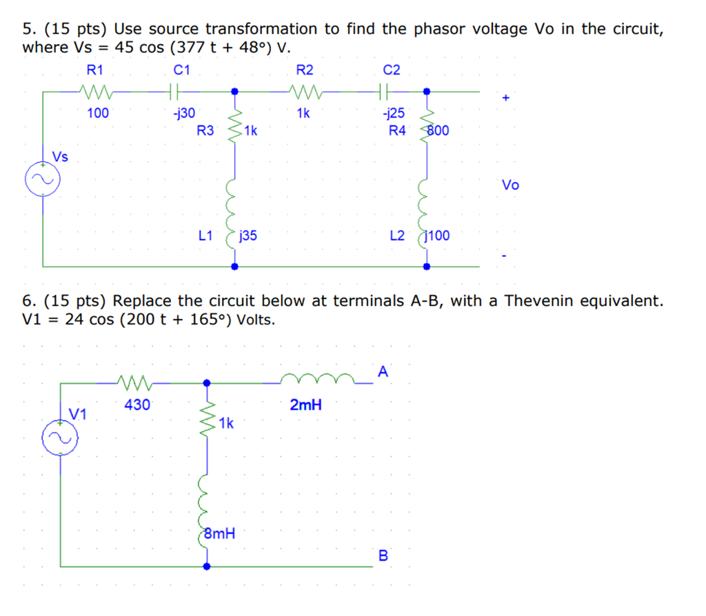 Solved 5. (15 pts) Use source transformation to find the | Chegg.com