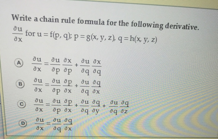 Solved Write a chain rule formula for the following | Chegg.com