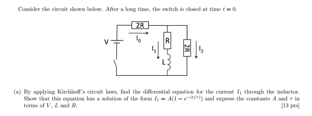 Solved Consider the circuit shown below. After a long time, | Chegg.com