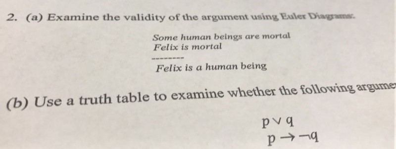 Solved 2. (a) Examine the validity of the argument using | Chegg.com