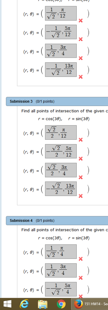 Solved Find all points of intersection of the given curves. | Chegg.com