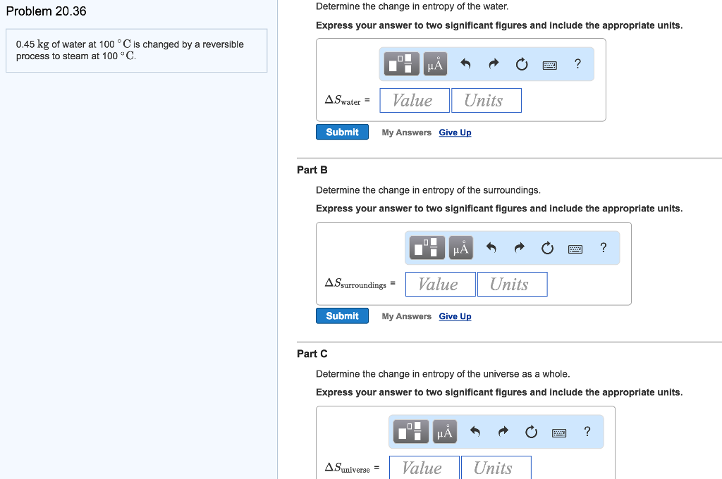 Solved Problem 20.36 Determine the change in entropy of the | Chegg.com