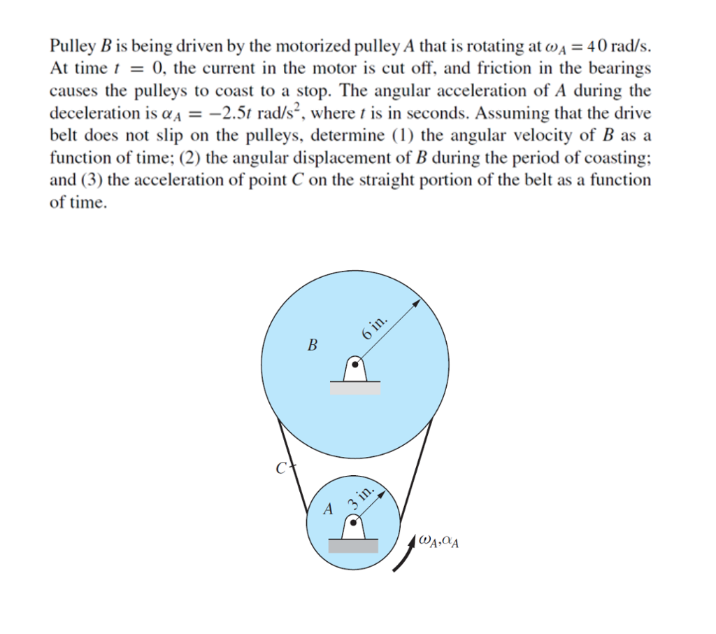 Solved Pulley B is being driven by the motorized pulley A | Chegg.com