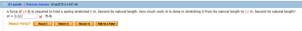 Solved +0/1 points | Previous Answers SCalcET8 6.4.007.MI. A | Chegg.com