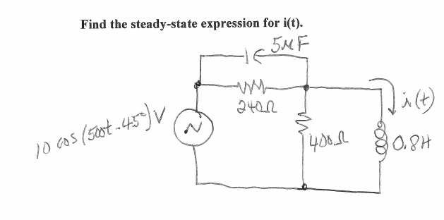 Solved Find the steady-state expression for i(t). | Chegg.com