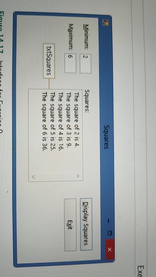 how do i display "the square of" and "is" in code? | Chegg.com