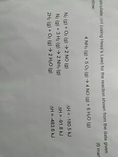 Solved Calculate delta H (using Hess's Law) for the reaction | Chegg.com