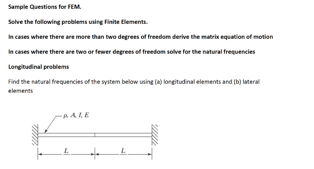 Sample Questions for FEM. Solve the following | Chegg.com