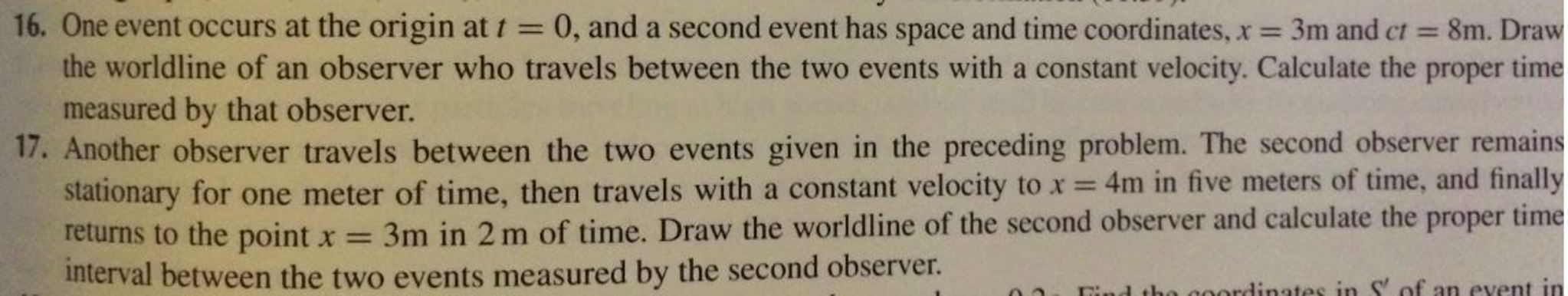 Solved One event occurs at the origin at t = 0, and a second | Chegg.com