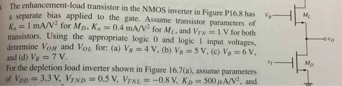 Solved The Enhancement Load Transistor In The Nmos Inverter
