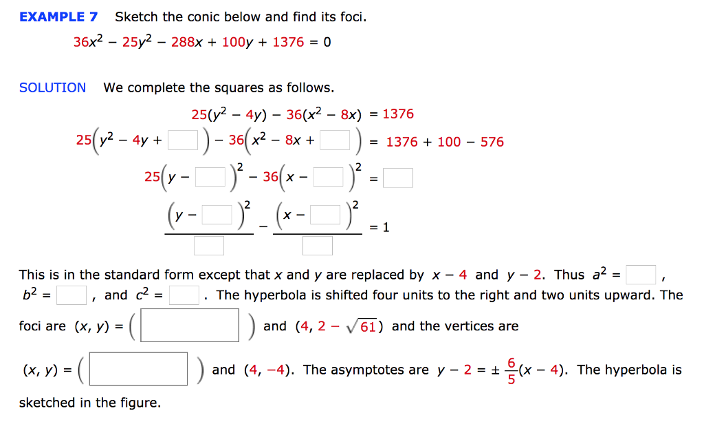 Solved EXAMPLE 7 Sketch the conic below and find its foci. | Chegg.com