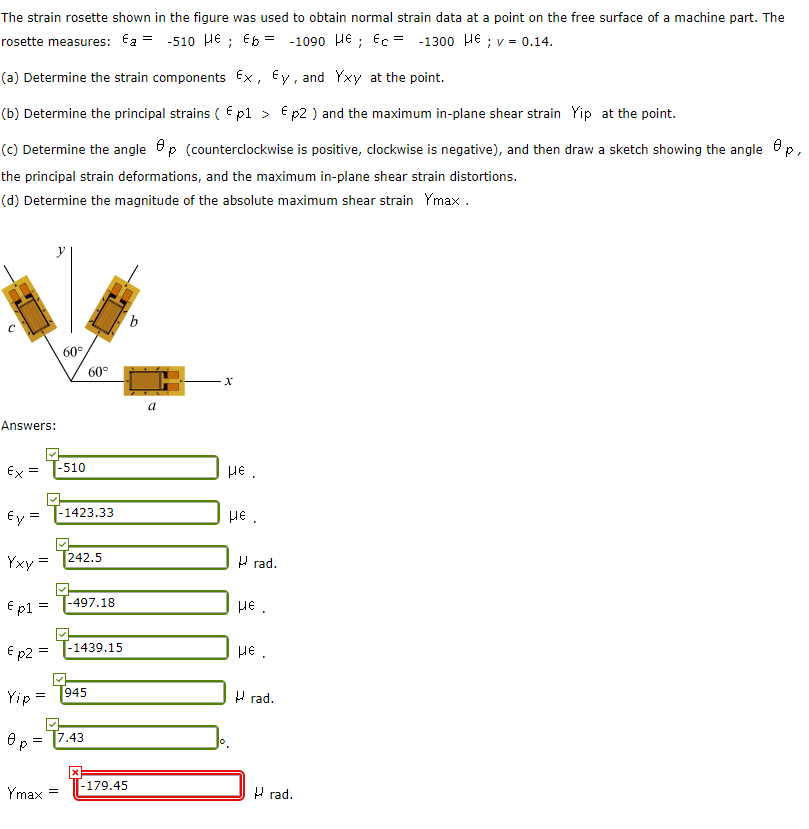 Solved The strain rosette shown in the figure was used to | Chegg.com