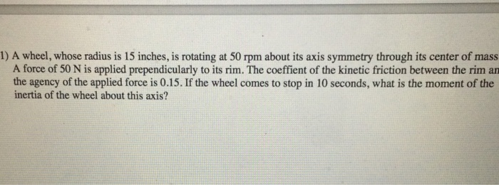Solved A wheel, whose radius is 15 inches, is rotating at 50 | Chegg.com