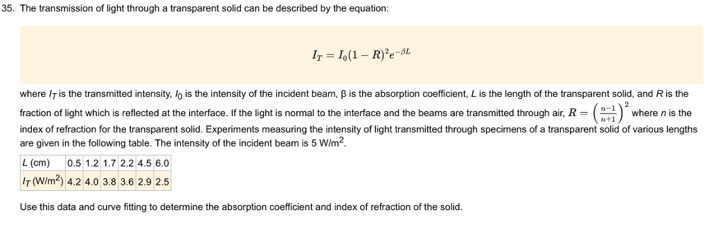 35. The transmission of light through a transparent | Chegg.com