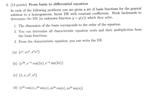 Solved From basis to differential equation In each of the | Chegg.com