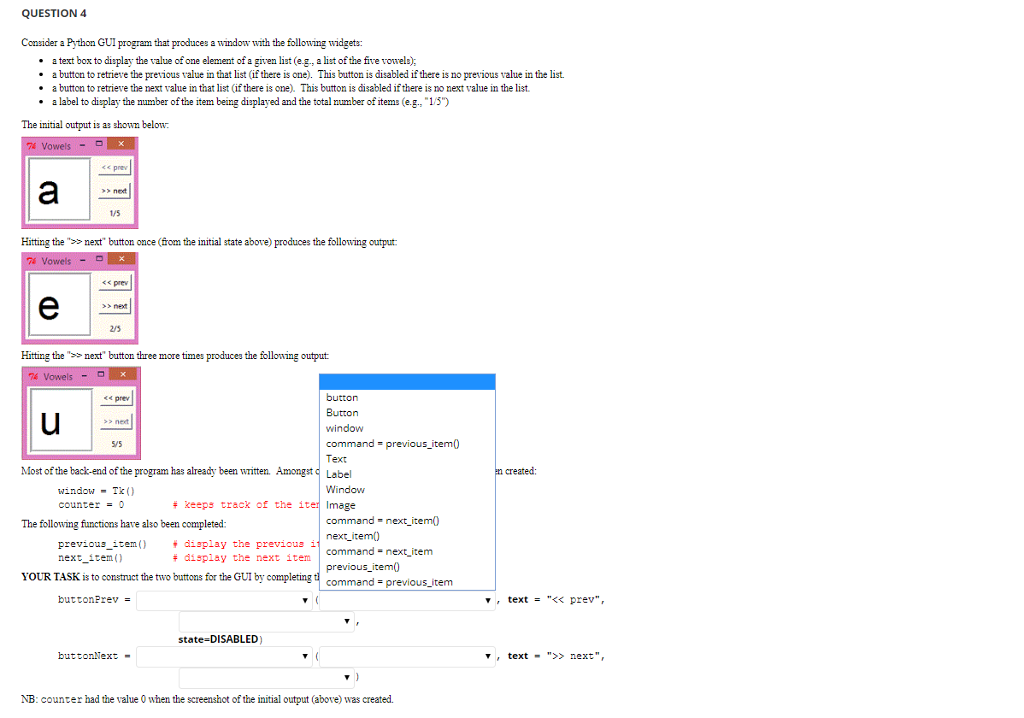Solved QUESTION 4 Consider a Python GUI program that | Chegg.com