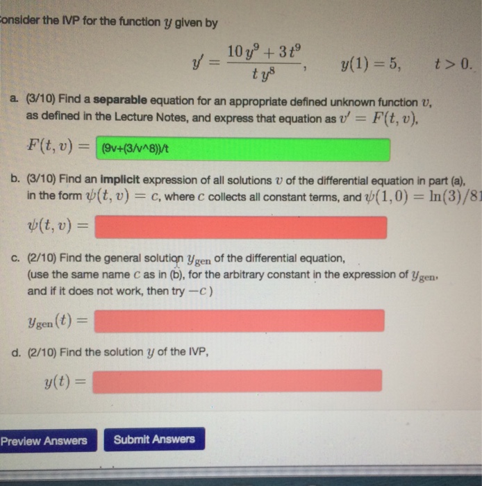 Solved Consider the IVP for the function y given by (3/10) | Chegg.com