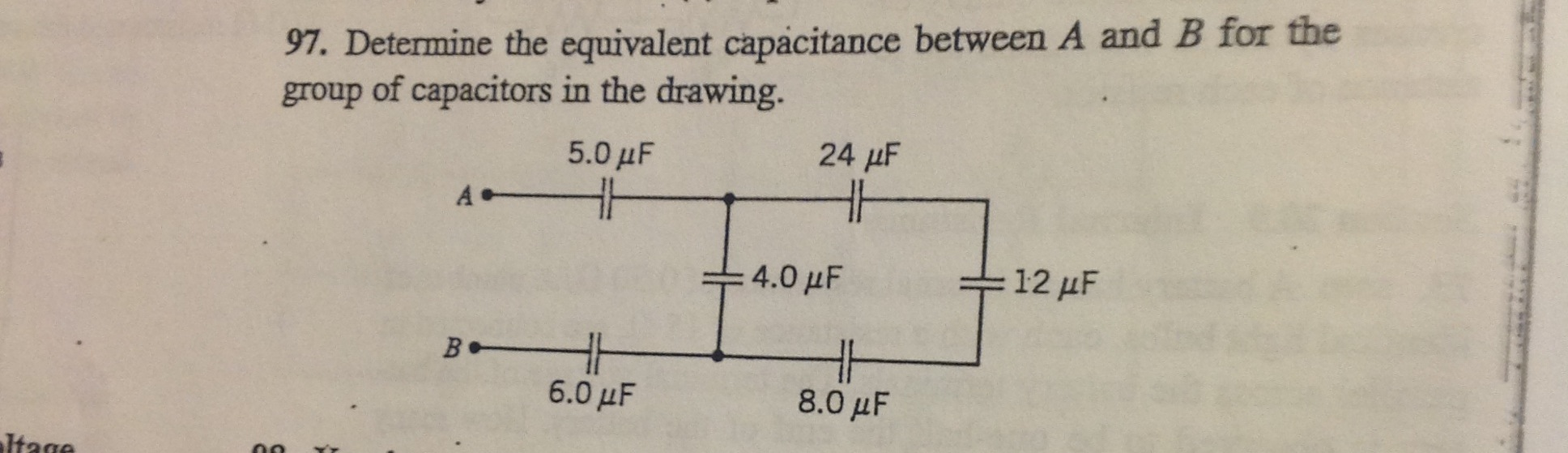 Solved Determine the equivalent capacitance between A and | Chegg.com