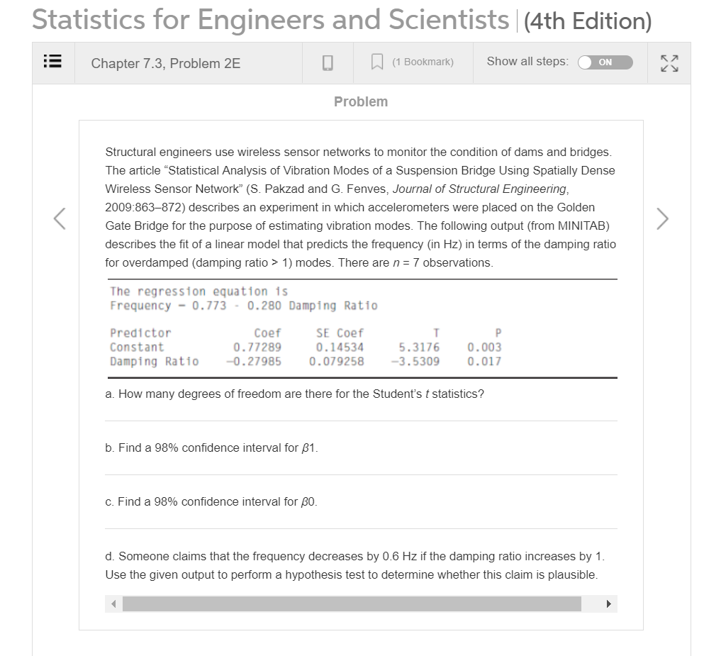 Solved Statistics for Engineers and Scientists (4th Edition) | Chegg.com