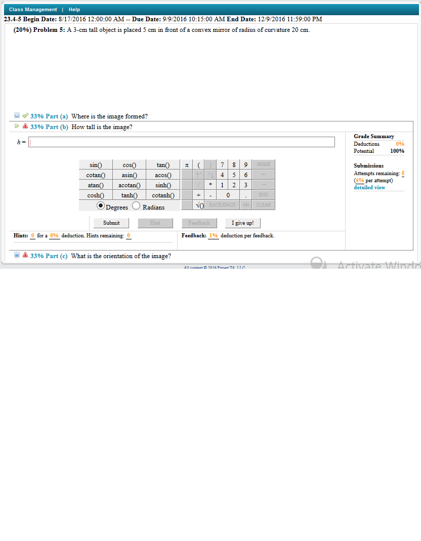 Solved A 3-cm tall object is placed 5 cm in front of a | Chegg.com