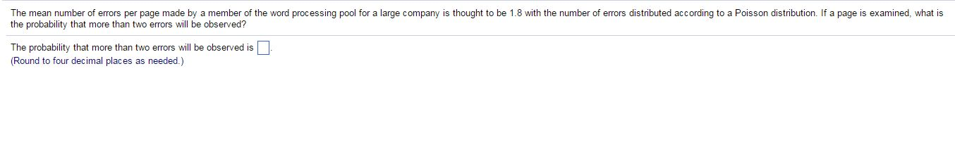 Solved The mean number of errors per page made by a member | Chegg.com